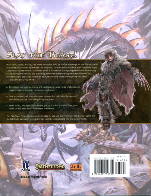Pathfinder Player Companion - Monster Hunter’s Handbook | Simtasia