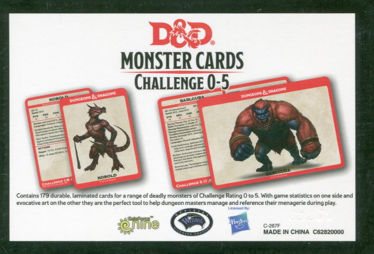 D&D Monster Cards, Challenge 0-5 | Simtasia