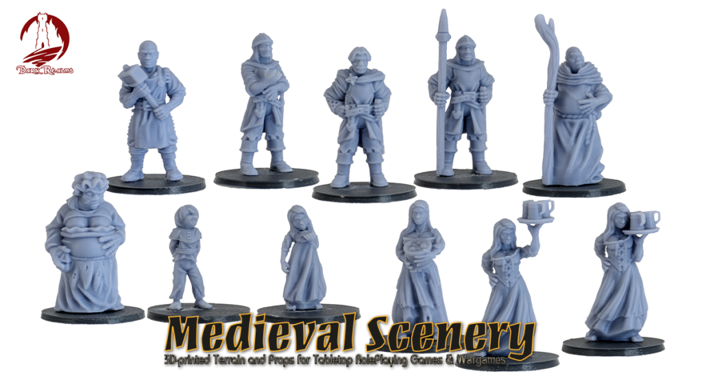 NPC’s, set van 10(+1 bonus) - Medieval Scenery (3D print, resin) | Simtasia