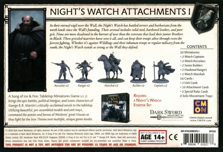 Night’s Watch Attachments 1 (A Song of Ice & Fire Miniatures game ...