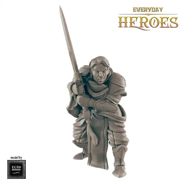 Male Human Battlemaster (Everyday Heroes 3D print, resin) | Simtasia